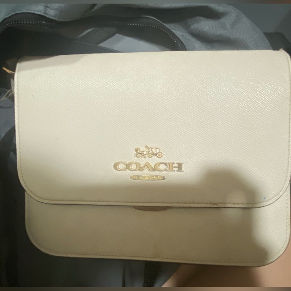 Coach | Bags | Coach Cream Crossbody Bag With Signature Monogram | Poshmark